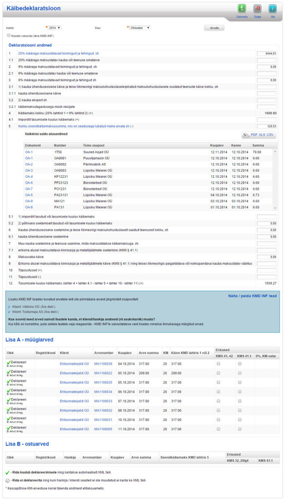 KMD INF lisade täitmine SmartAccountsis - SmartAccounts