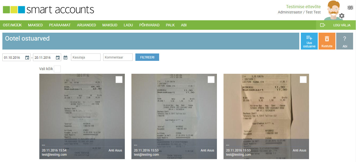 Ootel ostuarved - SmartAccounts