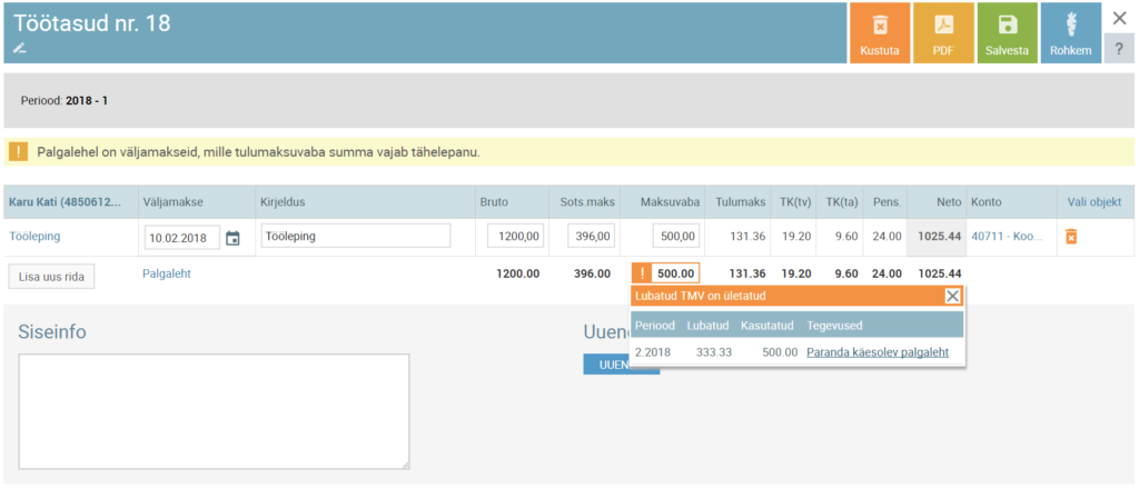 Maksuvaba tulu arvestamine 2018. aastal - SmartAccounts