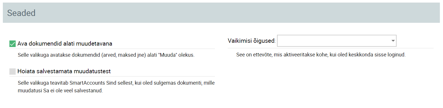 Minu kasutajaandmed - SmartAccounts