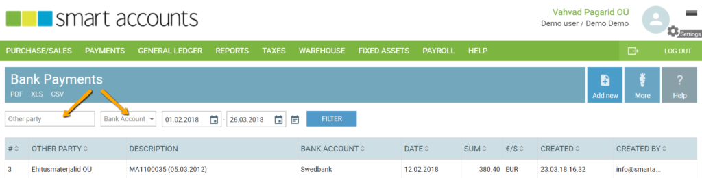 Bank Payments - SmartAccounts