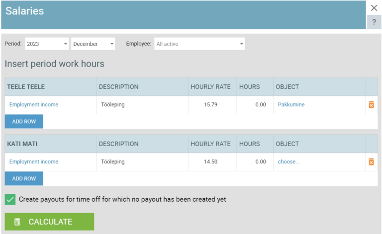 Hourly salaries calculations - SmartAccounts